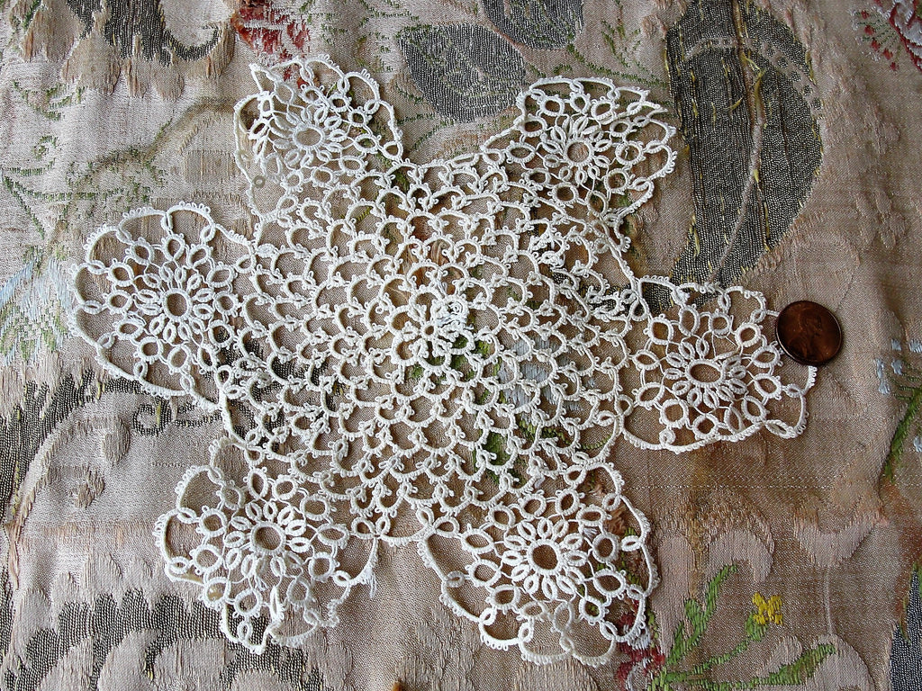 Lovely TATTED Lace Vintage Doily,Fine Hand Tatting,Off White 8 Inch,Fr ...